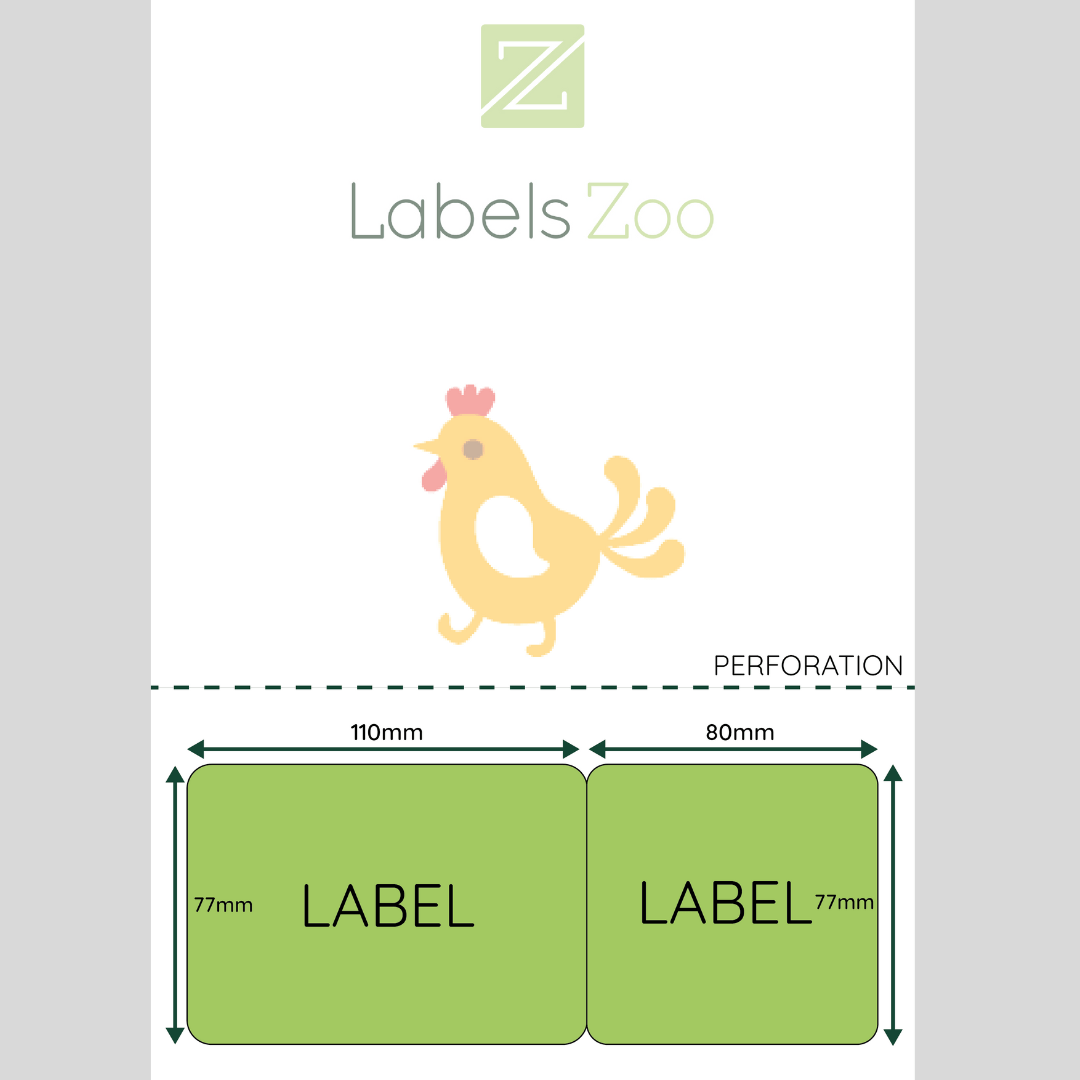 Double Integrated Labels – 84 x 89mm | Labels Zoo